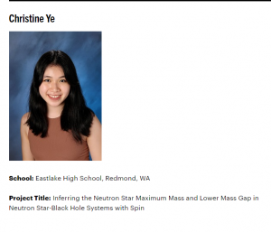 Christine Ye ~ First Place ~ 2022 Regeneron Science Talent Search (STS)